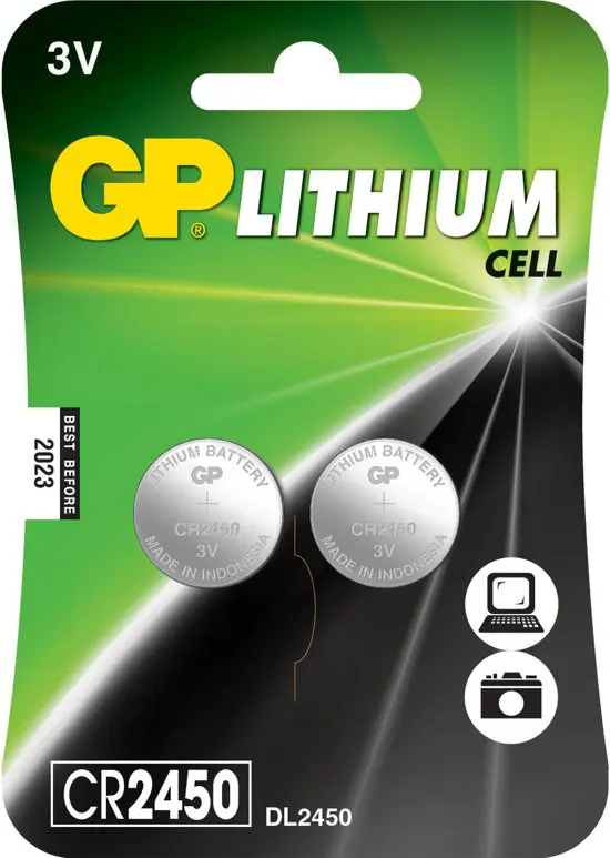 CR2450 GP Lithium button cell 3V (2pcs) | 0602450C2